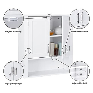 ZenStyle Bathroom Wall Cabinet Over The Toilet, White Medicine Cabinet with 2 Doors and Adjustable Inner Shelves, for Bathroom, Living Room