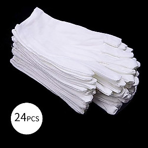 White Cotton Gloves, 12 Pairs of White Gloves are Suitable for Dry Hand Moisturizing Cosmetics, Hand Spa, Jewelry Coin Inspection, Inspection Gloves, and Service Gloves. Elastic Moisturizing Gloves