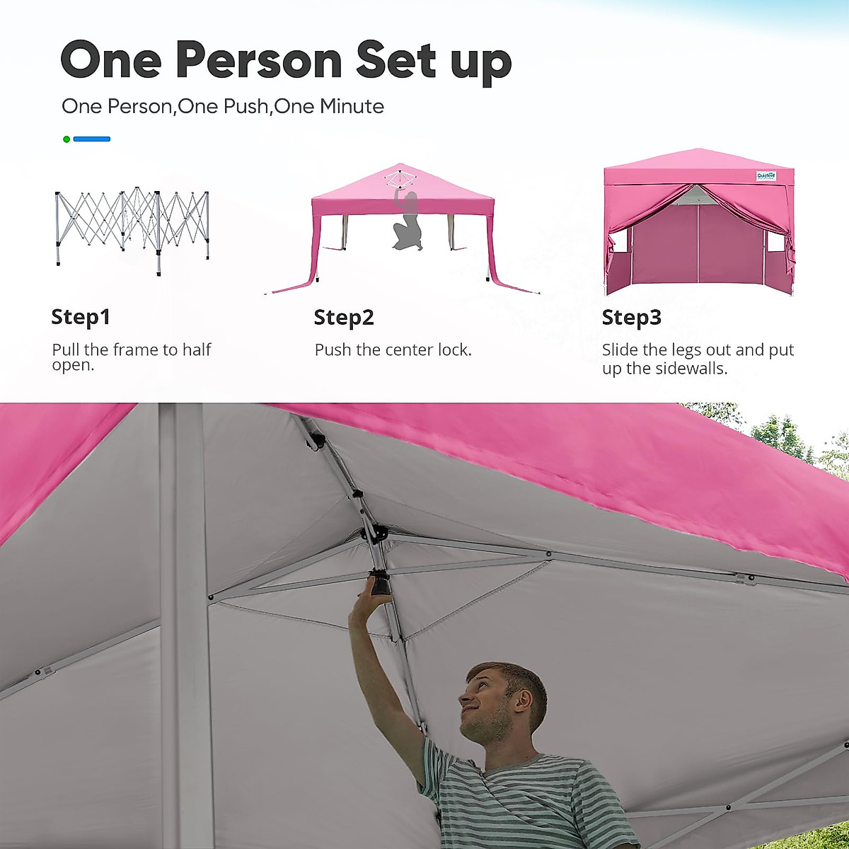 Quictent Privacy 10x10 Pop up Canopy Tent with Sidewalls and Roll-up Ventilated Windows, One Person Setup, Easy Outdoor Commercial Gazebo Shelter Enclosed Waterproof, Bonus 4 Sandbags