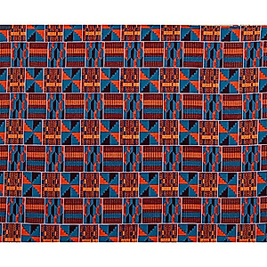 African Fabric 100% Cotton Ankara Kente Print Fabric 6 Yards for Party Dress 1405