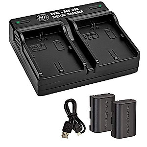 BM Premium 2 Pack of LP-E6NH High Capacity Batteries and Dual Bay Battery Charger for Canon EOS R EOS R5 EOS R6 EOS R6 II EOS R7 EOS 90D EOS 60D EOS 70D EOS 80D EOS 6D II EOS 7D EOS 7D Mark II Cameras