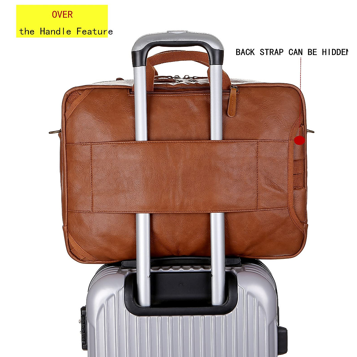 Large Leather Laptop Backpack Briefcase Hybrid 17 Inch Laptop bag Travel Outdoor backpack BP-19 (Brown)