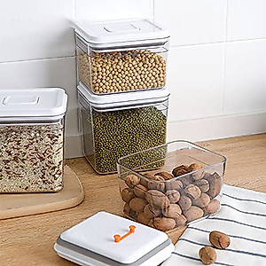 Airtight Food Storage Container Set Mechanical Silicone Seal Canister-BPA-Free Clear Plastic Kitchen Pantry Organization Storage with Durable Lids Ideal for Cereal, Flour& Sugar-Spoon included