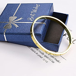 LIZZKINOR Love Bracelet Bangle for Women Classical Plain Stainless Steel Bracelet with Cubic Zircon Love Friendship Bangle Bracelet with Crystals Gold Hinged Bangle Bracelet for Women (Gold)