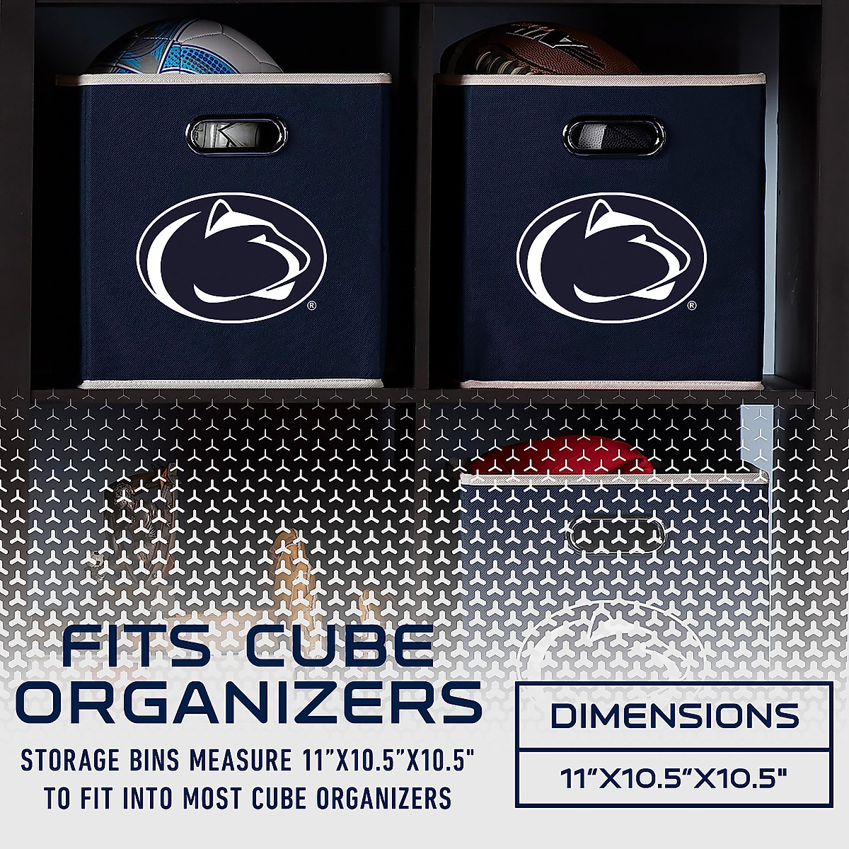 Franklin Sports Storage Bin - Made to Fit Storage Bin Shelf Organizers - 10.5" x 10.5" - College Officially Licensed White