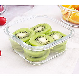 16 Piece Airtight Food Containers + 1 Glass Tumbler -Includes a Wooden Lid, Glass Straw, Cleaning Utensil, Lids Leakproof Microwave Oven Freezer Dishwasher Safe Containers Borosilicate Glass Set