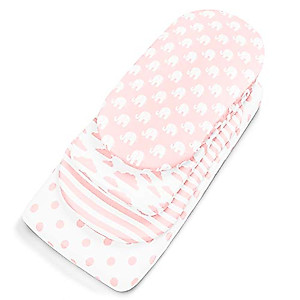 Bassinet Bed Sheets – Premium Bassinet Fitted Sheet for Halo, Mika Micky, Maxi COSI & Others - 4 Pack - 100% Jersey Knit - Bassinet Bedding for Standard Size Oval or Halo Bassinet Pads for Girls