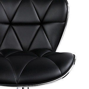 Yaheetech Bar Stools Set of 2, Adjustable PU Leather Swivel Barstools with Shell Back, Bar Chairs with Footrest for Home Kitchen, Black