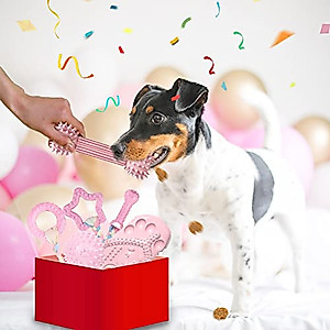 TENGZHI 6 Pack Dog Toys for Small Dog Pink Soft Rubber Puppy Toys for Teething Funny Slippers Ball Donut Interactive Set for Small Dog Teething Toys Pet Puppy Toys Set