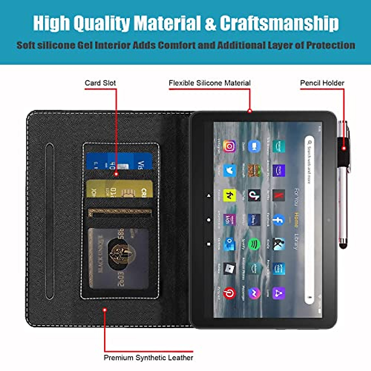 TBXOSTN Case for All-New Amazon Kindle Fire 7 Tablet (7" Display, 12th Generation, 2022 Release), Premium PU Leather Stand Cover with Smart Auto Wake, Inspirational Quotes Customized