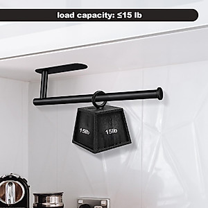 Paper Towel Holder for Kitchen, Stainless Steel Self Adhesive Under Cabinet Paper Towel Holder, Wall Mount Towel Bar/Rack for Kitchen, Bathroom & RV - Adhesive or Screw, Black