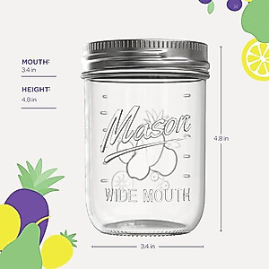 SEWANTA Wide Mouth Mason Jars 16 oz With mason jar lids and Bands, mason jars 16 oz - For Canning, Fermenting, Pickling - Jar Décor - Microwave/Freeze/Dishwasher Safe. (22)