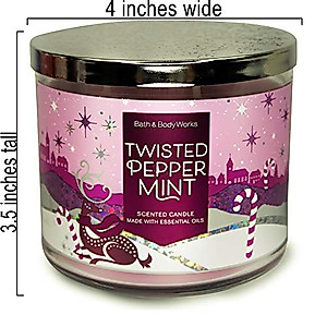 White Barn Bath and Body Works, 3-Wick Candle w/Essential Oils - 14.5 oz - 2020 Holidays Scents! (Twisted Peppermint)