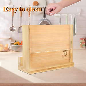 Double-Sided Magnetic Knife Block(Natural Bamboo),Knife Holder,Knife Dock with Strong Magnets,Cutlery Display Stand and Storage Rack,Large Capacity, Strongly Magnetic (30cm/11.8 inch)