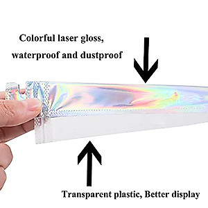 Resealable Foil Ziplock Bags 50 PACK Aluminum Foil Bags Long Jewelery Plastic Bags For Pen Lip Eyelash Jewelry Necklace Long Packaging Holographic Rainbow Color