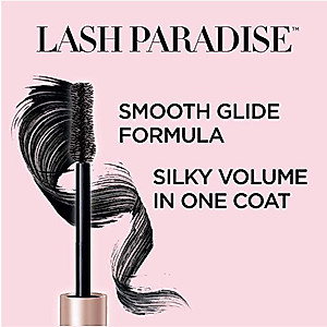 L'Oreal Paris Voluminous Makeup Lash Paradise Mascara, Voluptuous Volume, Intense Length, Feathery Soft Full Lashes, No Flaking, No Smudging, No Clumping, Blackest Black, 0.25 Fl Oz (Pack of 2)
