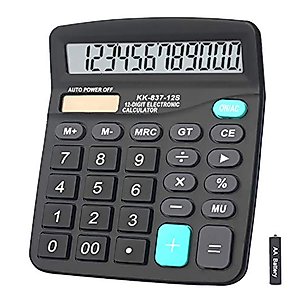 Calculators, BESTWYA 12-Digit Dual Power Handheld Desktop Calculator with Large LCD Display Big Sensitive Button (Black, Pack of 1)