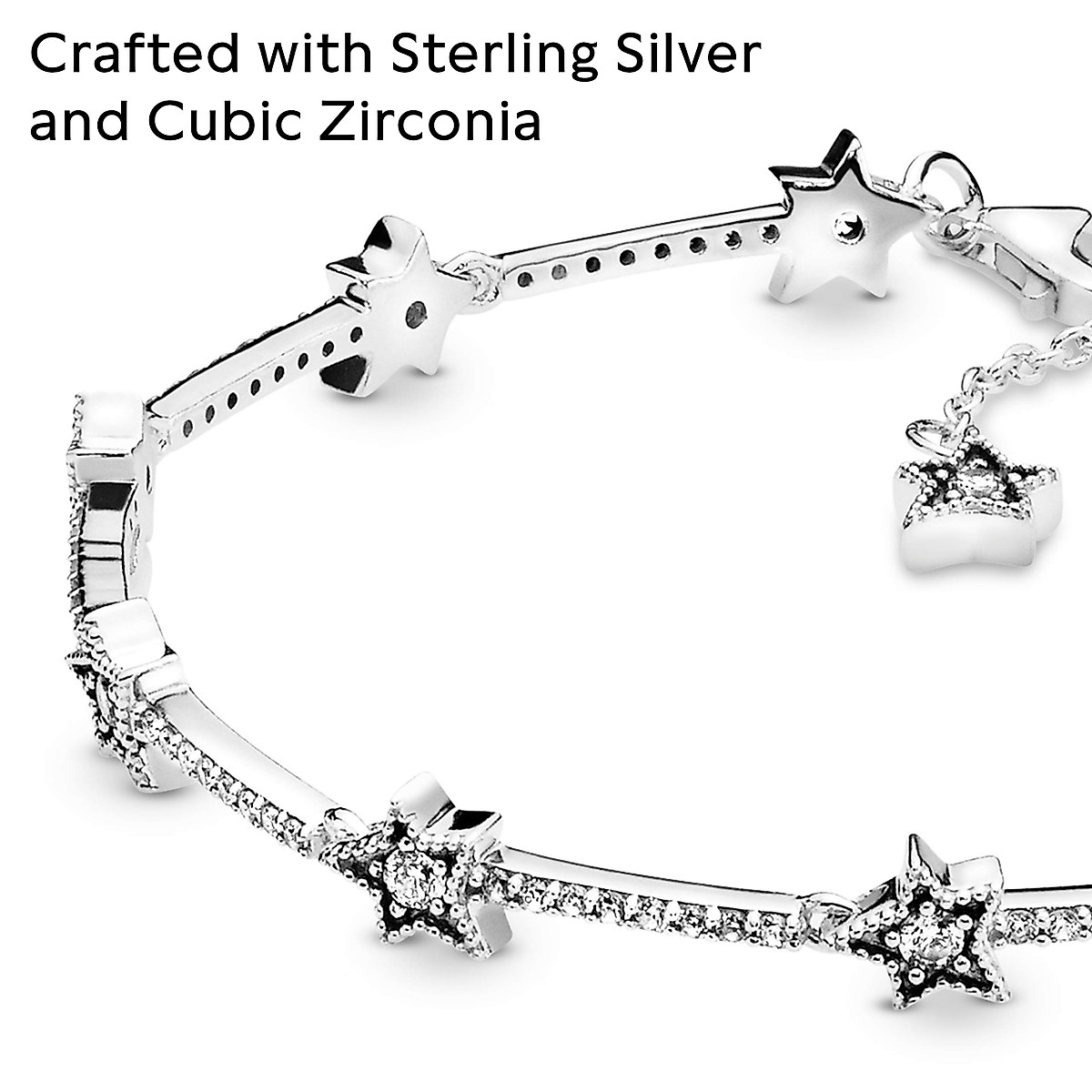 Pandora Celestial Stars Bracelet - Sterling Silver & Cubic Zirconia Bracelet for Women - Gift for Her - 7.1"