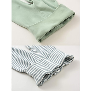 ACESTAR Newborn Infant Baby Boys Girls 3-Pack Cotton High Waist Footed Pants Casual Leggings with Feet 0-3 Months, Green and Green Stripe