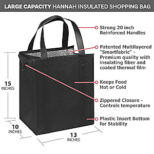 Hannah Insulated Shopping Bag, Black (2 Pack)