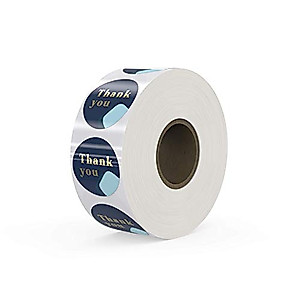 Rileys Thank You Stickers Roll | 500-Count, Gold Foil - Envelope Seals for Small Business, Bubble Mailers, Baby Shower, Wedding, Gift Cards, Graduation (Navy Blue)