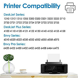 67XL Ink Cartridges Replacement for HP Deskjet 2700 4100 4155 Envy 6000 6055 6400 6455 6458 Series Printer Ink Cartridges for HP Ink 67 XL 67XL Black and Color Combo Pack 2-Pack