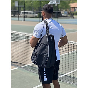 Vivid Sports Pickleball Bag, Reversible Crossbody Sling Bag/Backpack for Women Men (Black)