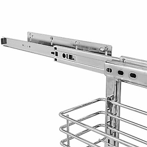 xiannv 3-Tier Pull-Out Kitchen Wire Basket Pull Out Spice Rack, Blind Corner Cabinet Pull Out, Pull Out Shelf Storage for Kitchen Base Cabinet Organization Silver 18.5"x13.8"x22"