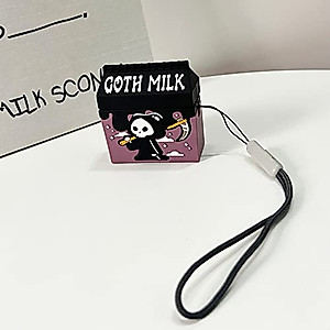 Cartoon Case Design for Apple AirPods Pro (2nd Generation) 2022 Version Adorable Case Soft Silicone Cover Silicone Shockproof Case Anti-Fall Case for Airpod Pro2 Case Goth Milk