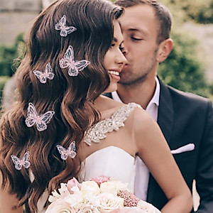 WILLBOND 18 Pieces Butterfly Hair Clip Halloween Lace Hair Bows Embroidery Butterfly Hair Pins Hair Accessories for Halloween Cosplaying Women, 2 Sizes(Pink)