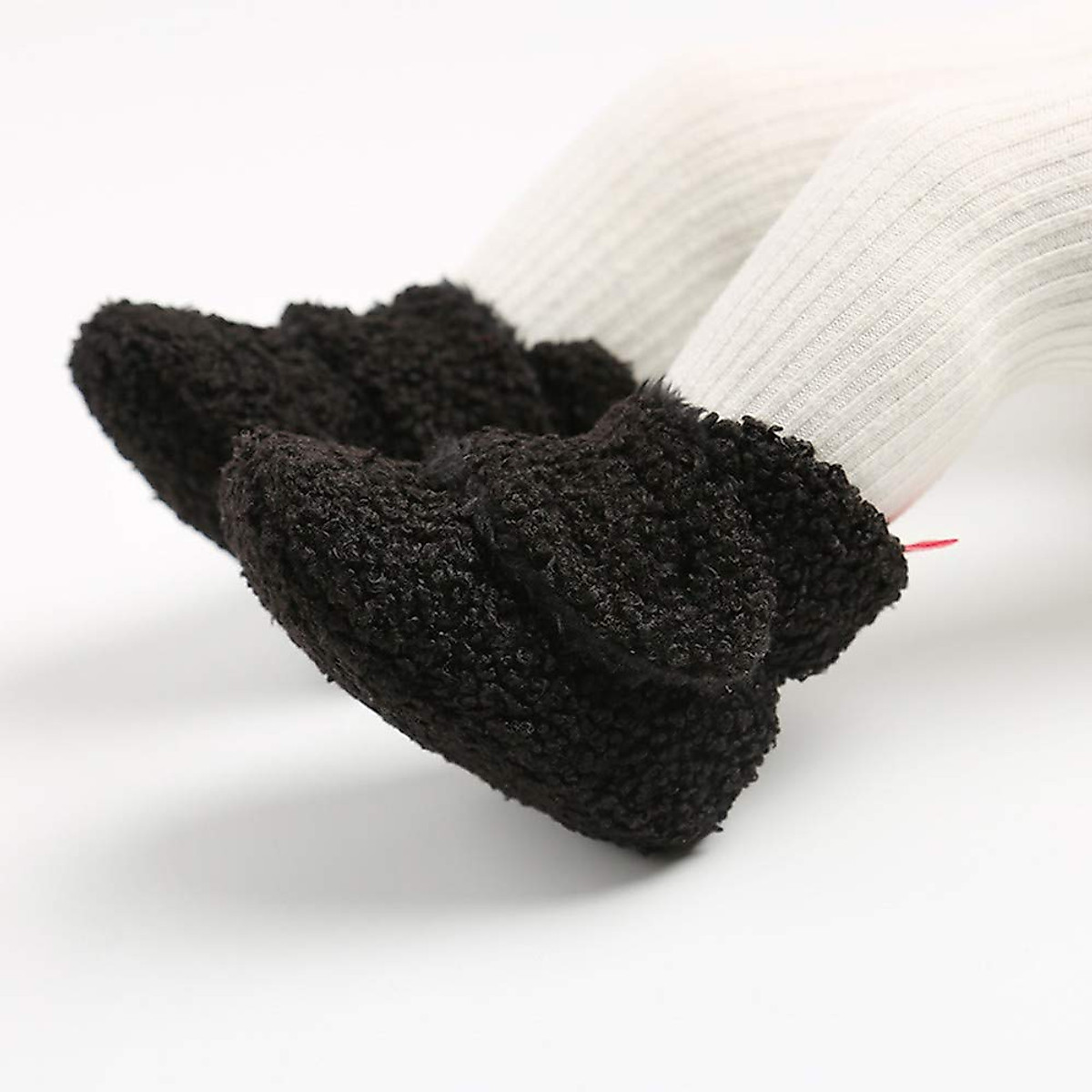 Timatego Newborn Baby Boys Girls Booties Stay On Socks Non Skid Soft Sole Infant Toddler Warm Winter House Slipper Crib Shoes 0-18 Months, 0-6 Months Infant, 17 Black