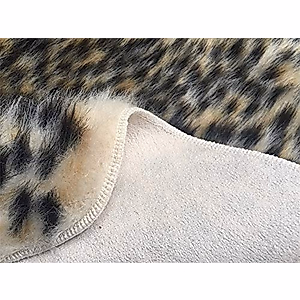 Leopard Print Rug Faux Fur Cheetah Rug Cowhide Animal Skin Mat Carpet for Office, Livingroom, Bedroom Non-Slip Home Decor 40x37Inch/ 3.2x3.1Ft