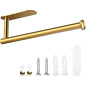 Paper Towel Holders,Paper Towels Rolls - for Kitchen,Paper Towels Bulk- Self-Adhesive Under Cabinet,Both Available in Adhesive and Screws,Stainless Steel Paper Towel Holder (Gold)
