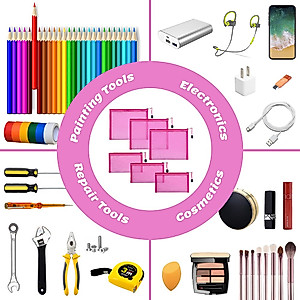 besharppin 6 Pack Mesh Cosmetic Bags, Nylon Makeup Pouches with Zipper for Home Office Purse Diaper Bag (Rose)