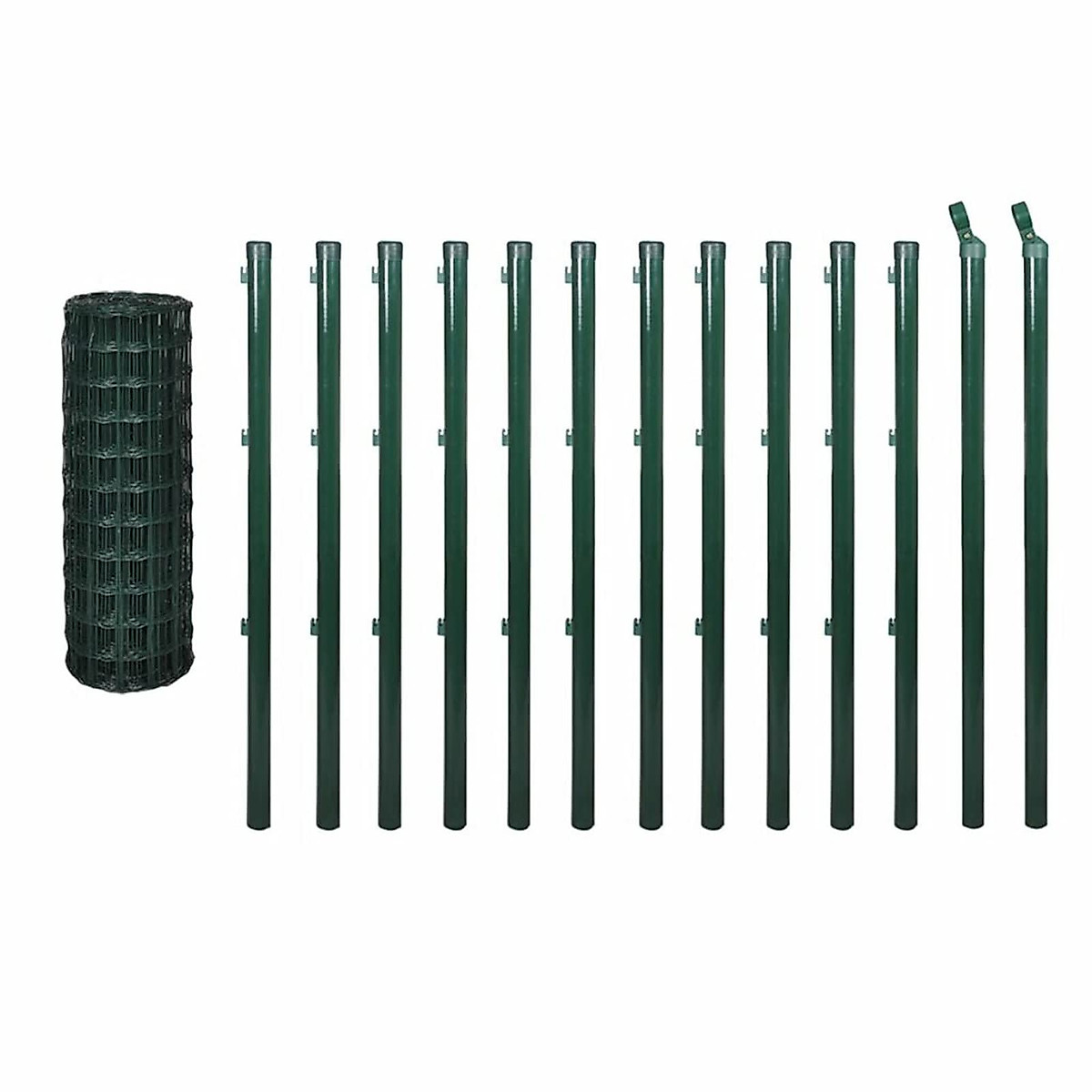 Mogou Euro Fence Fencing for Yard, Decorative Garden Fence, Garden Fencing, Garden Gates Metal Outdoor Steel 82ft x 2.6ft Green