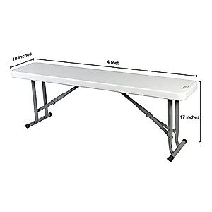 Ontario Furniture Bench/Folding-Plastic, Sturdy Strong Frame, Perfect for Entertaining a Crowd or Everyday use Both Indoor and Outdoor, Legs are fold-able for Easy and Convenient Storage, 10x48