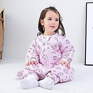 Happy Cherry Baby Romper Bag with Feet Detachable Sleeves Cotton Warm Autumn Wearable Blanket for Girls Pink 1-3 Years