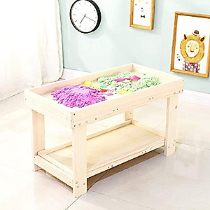 YouHi Kids Activity Table with Board and Storage for Bricks Activity Play Table (Wood Color)