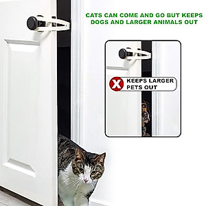 FlexLatch Cat Door Holder Latch - Bright White Cat Door Alternative Installs Fast Flex Latch Strap Let's Cats in and Keeps Dogs Out of Litter & Food. Safe Baby Proof One Piece No Measuring Extra Easy