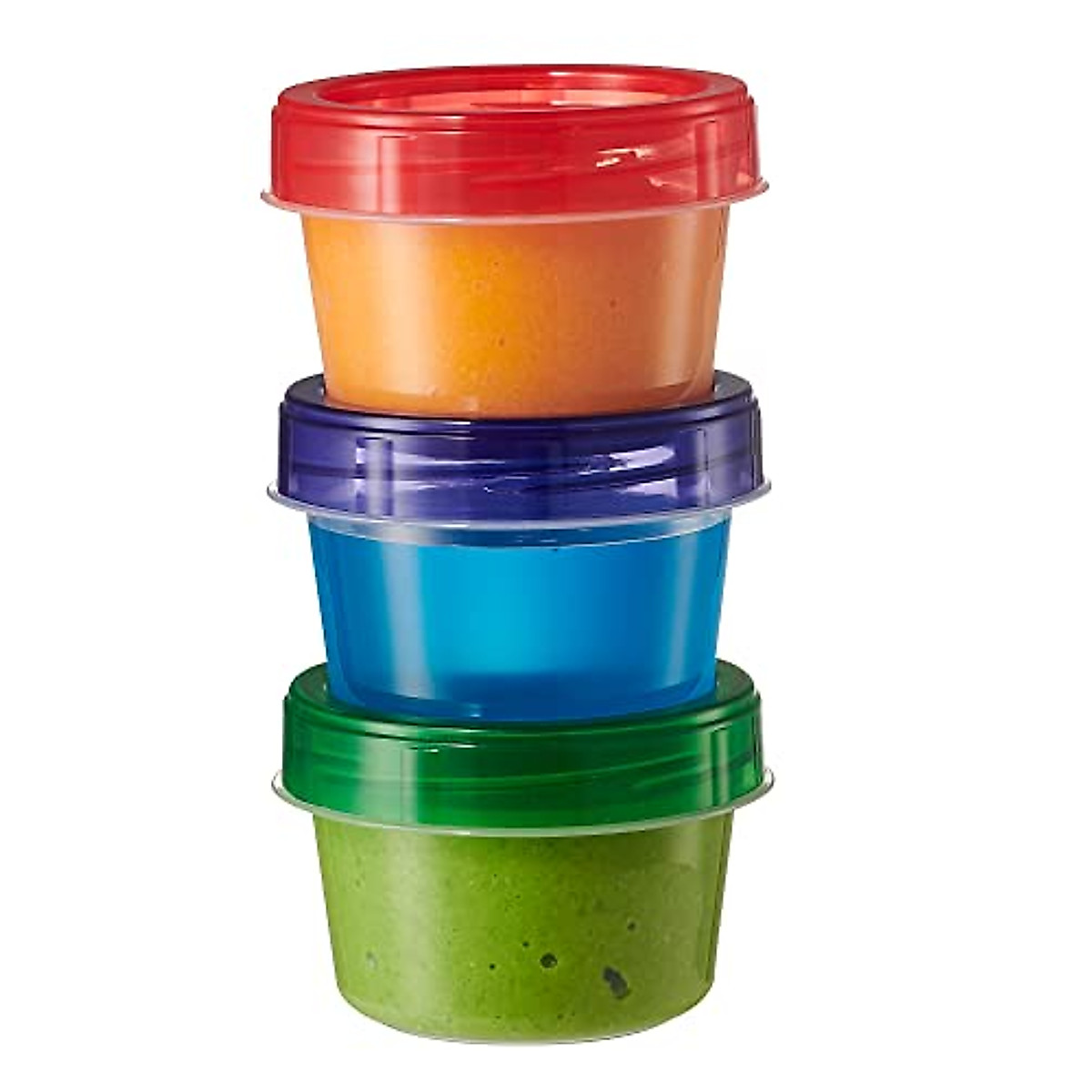 Elegant Disposables Baby Food Storage Containers 4 oz Food Storage Jars with Color Twist Lids Plastic Freezer Storage Pack of 24