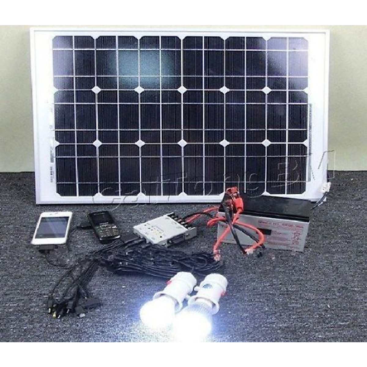Gowe 20W Solar Panel Kit System, Including: 20w Solar Panel, 5A Omnipotence Integration Controller, 2pcs Led Lamp, Mobile Charger