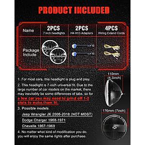 UNI-SHINE 7 inch led headlight, 7" round LED Headlights H6024 led Headlight White Halo Headlight Running Amber Turn Signal Seal Beam Compatible with Jeep Wrangler JK TJ JL CJ