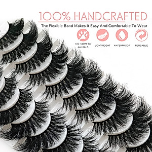 royaomis Fluffy Mink Lashes 20mm Cat-Eye Faux Mink Eyelashes 10 Pairs, 8d Dramatic Long Thick Volume Fake Eyelashes by Royaomis(Z67)