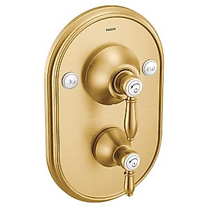 Moen TS32100BG Weymouth Posi-Temp with Built-in 3-Function Transfer Valve Trim Kit, Valve Required, Brushed Gold