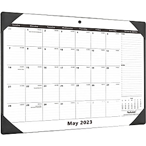 Nekmit Large Desk Calendar 2023 with Black Desk Pad, Desk Blotter Calendar 22"x17", Runs From Now - Jun 2024 with TO-DO and NOTES List