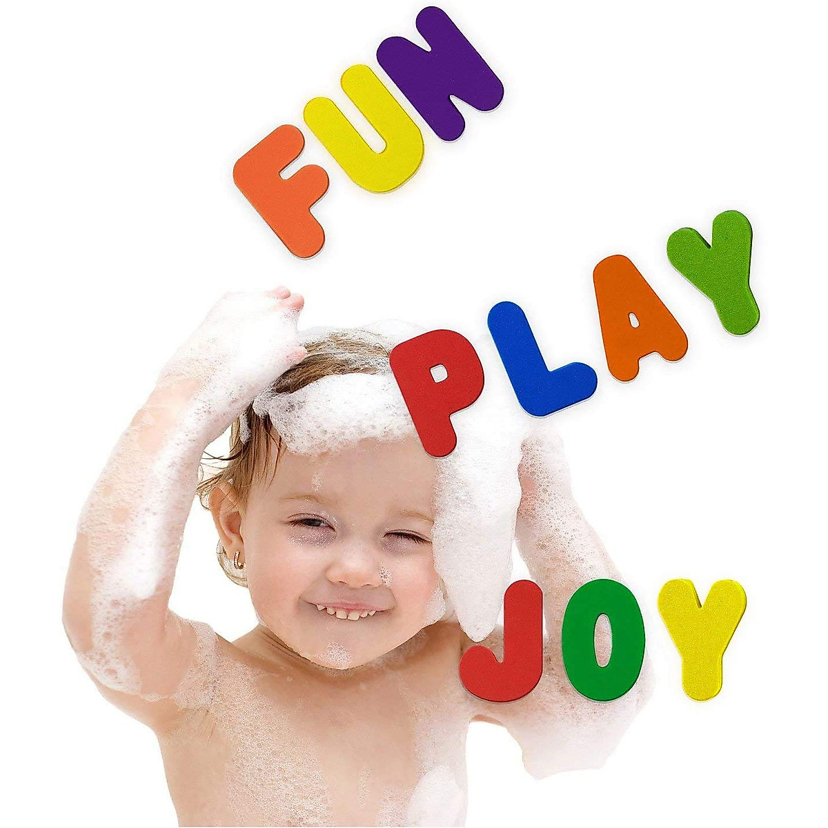 BabyBibi 36 PCS Stick-On Foam Bath Letters and Numbers - Non-Toxic, BPA Free, No Mold Bath Tub Toys - Colorful, Educational, Fun ABC Bath Toys for Toddlers & Babies