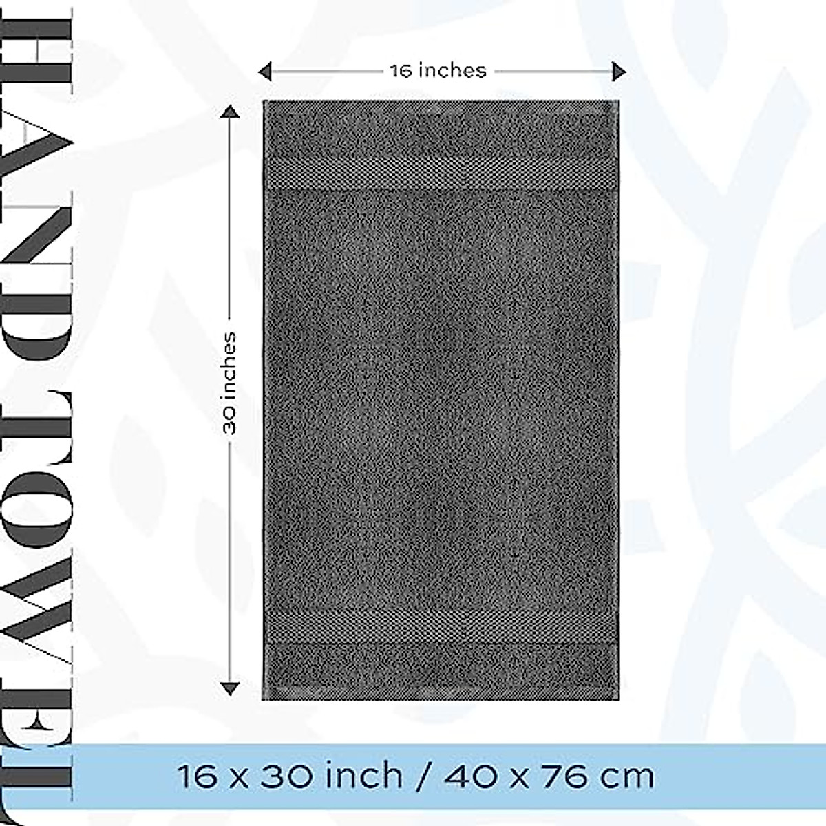 White Classic Luxury Hand Towels for Bathroom-Hotel-Spa-Kitchen-Set - Circlet Egyptian Cotton - 16x30 Inches - Set of 6 (Gray)