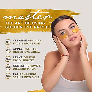 Under Eye pads - Undereye Gel Patches for Puffiness - Eye Mask for Dark Circles - Hyaluronic Acid Eye Mask- Collagen Eye Pads,24k Gold Anti Wrinkle Treatment, Hydrogel Gold Eye Patches15 Pairs