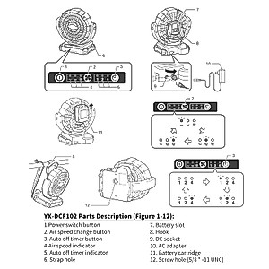 Gerttilyon For Dewalt 20V Fan, 3 Speed Cordless Motor Low Noise for Camping, Gym, Garage, Travel, Office, Bedroom (DW-FC104)