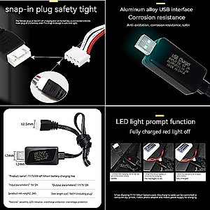 30C 11.1v lipo Battery Airsoft T Plug Connector with USB Charger T Plug to Mini Tamiya Cable Compatible with Airsoft Gel Water Bead Blaster Rechargeable Batteries Gel Blaster Accessories 2 Pack